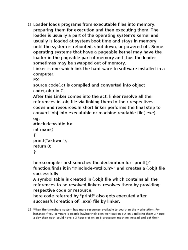 Loader Loads Programs From Executable Files Into Memory | PDF | Wide ...