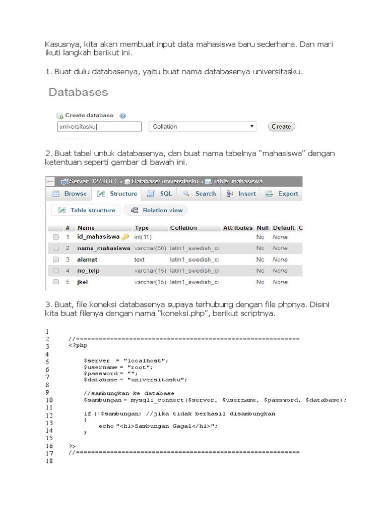 Aplikasi Crud Sederhana Mysql | PDF