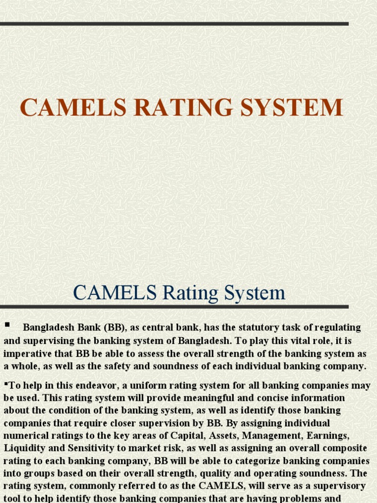 The CAMELS Rating System: A Framework for Assessing the Strength and ...