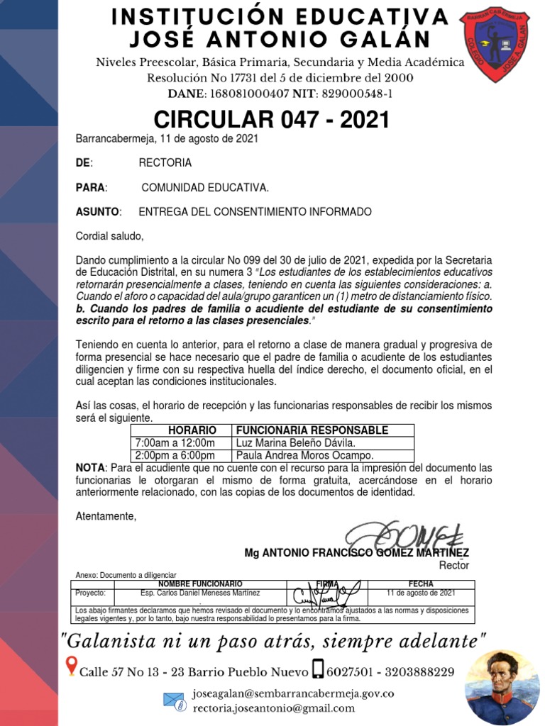 Circular 047 - Consentimiento - Con Adjunto | PDF | Ciencias de la Salud