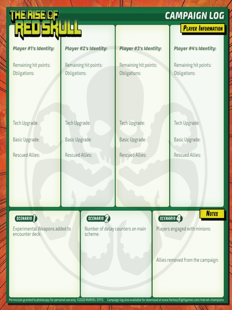 mc10 The Rise of Red Skull Campaign-Log | PDF