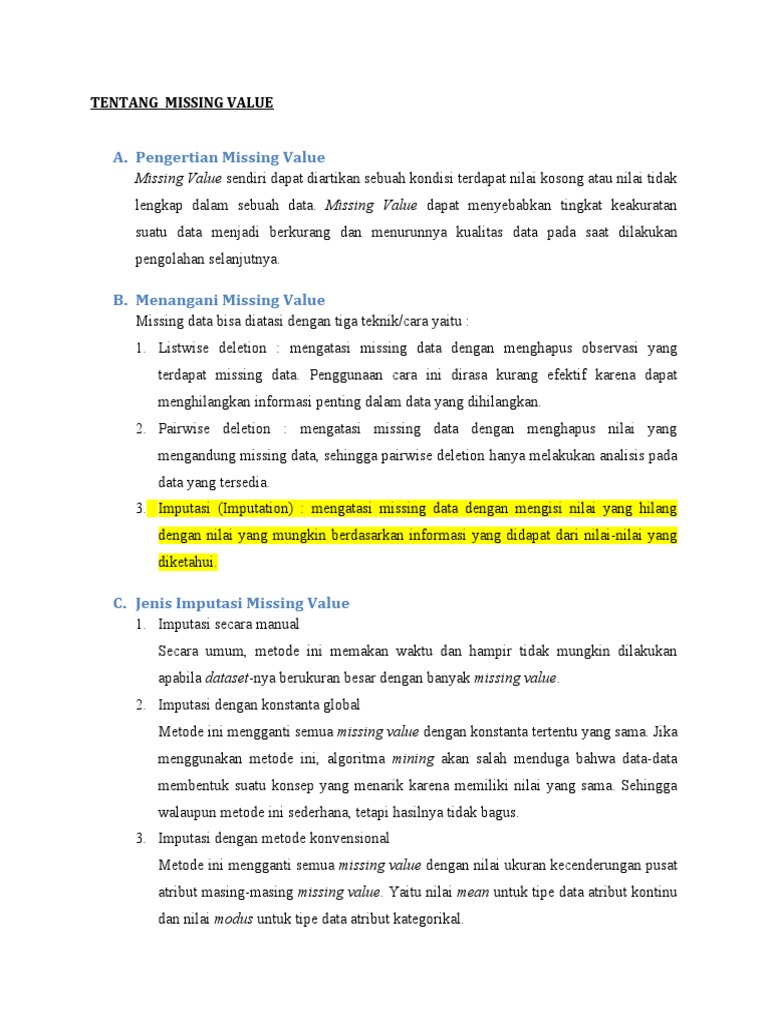 Review Missing Value KNN | PDF