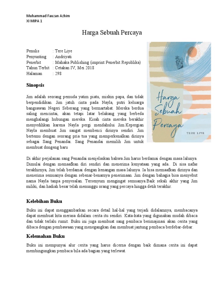 Resensi Buku Harga Sebuah Percaya Pdf