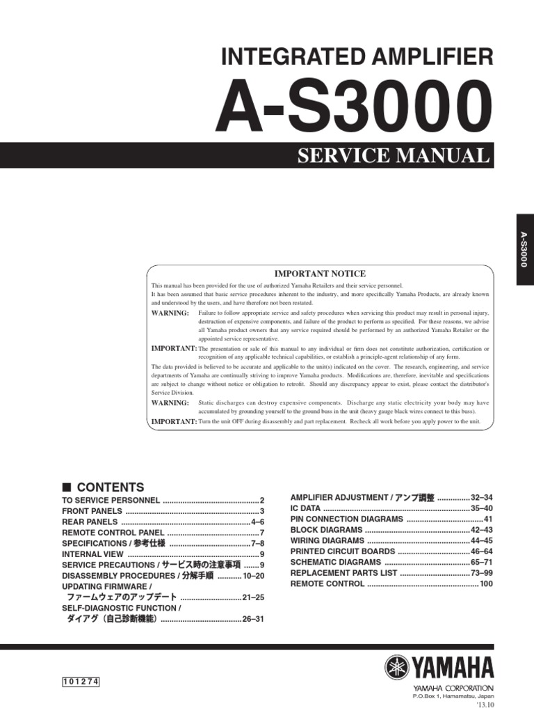 Yamaha AS3000 Int SM | PDF | Solder | Printed Circuit Board