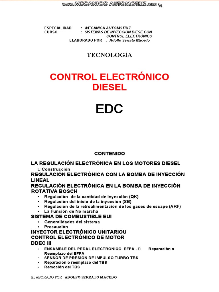 Manual Edc Regulacion Electronica Diesel Bombas Inyeccion Lineal ...