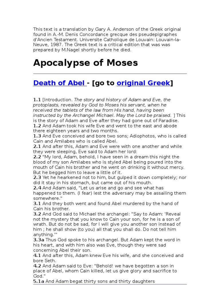 Adam (Apocalypse of Moses) | PDF | Adam And Eve | Cain And Abel