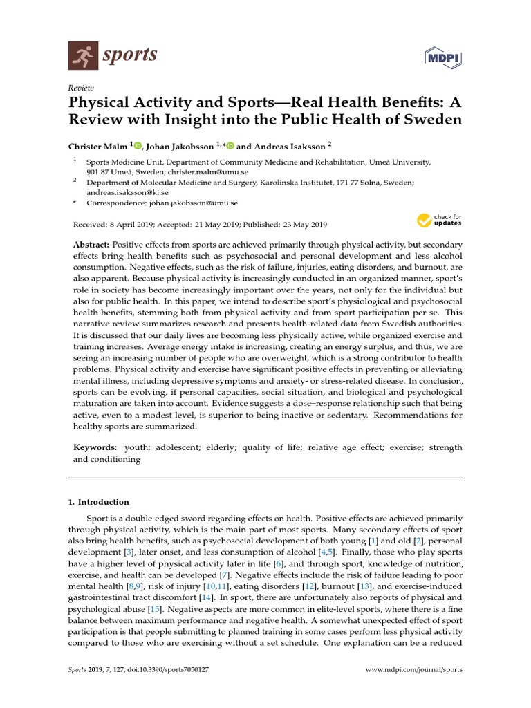 Sports: Physical Activity and Sports-Real Health Benefits: A Review ...