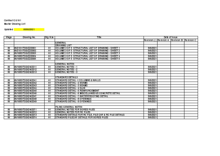 Contoh Master Drawing List C-2101 (08-06-21) | Download Free PDF ...