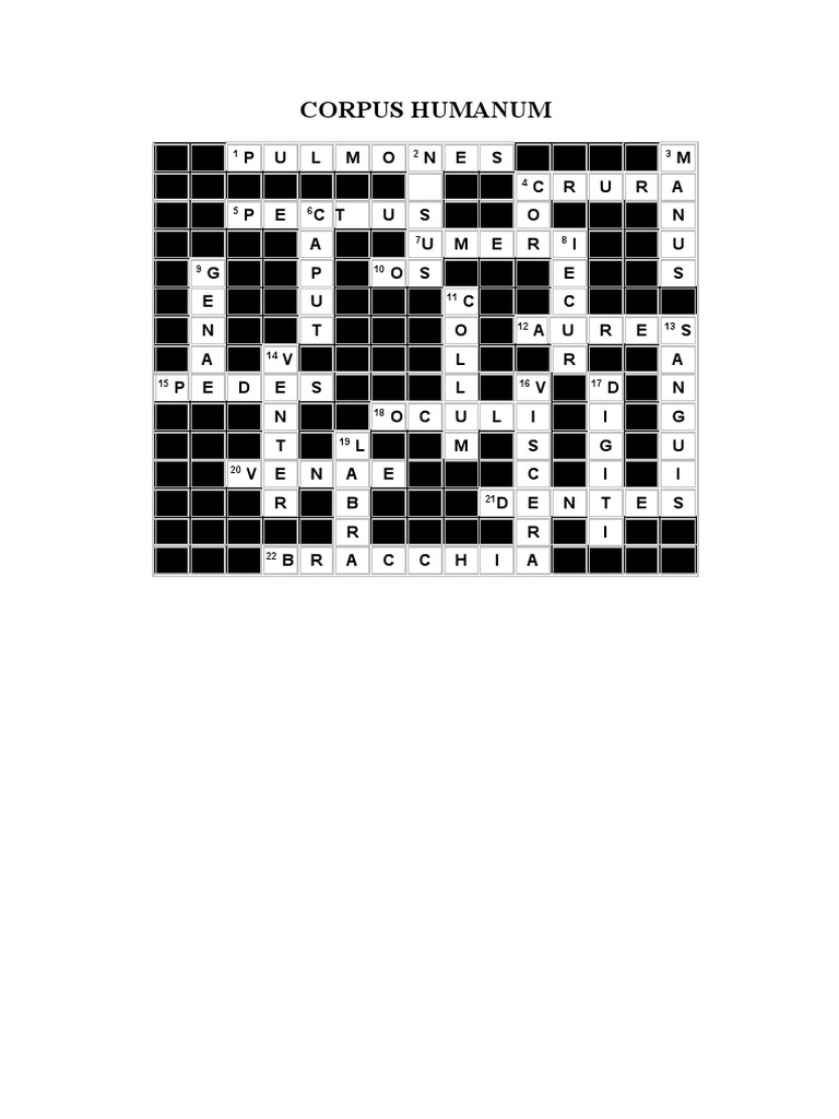 CORPUS HUMANUM - Crucigrama - SOLUCIONES | PDF