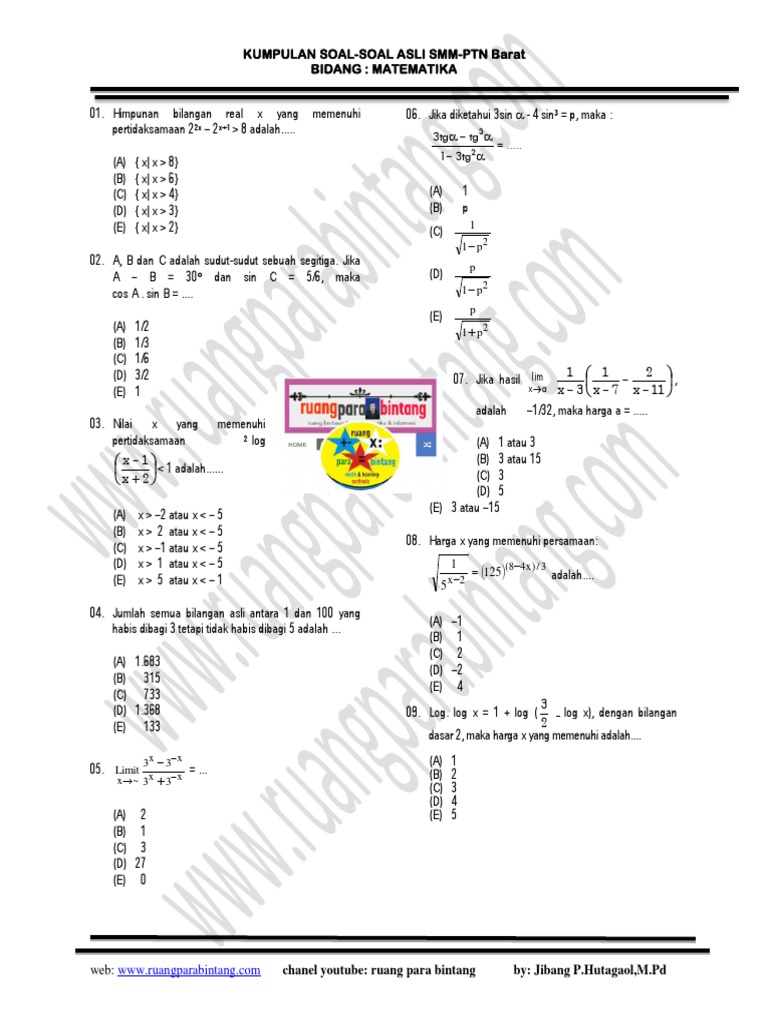 Soal MM Matematika SMM-PTN Barat - 1 | PDF
