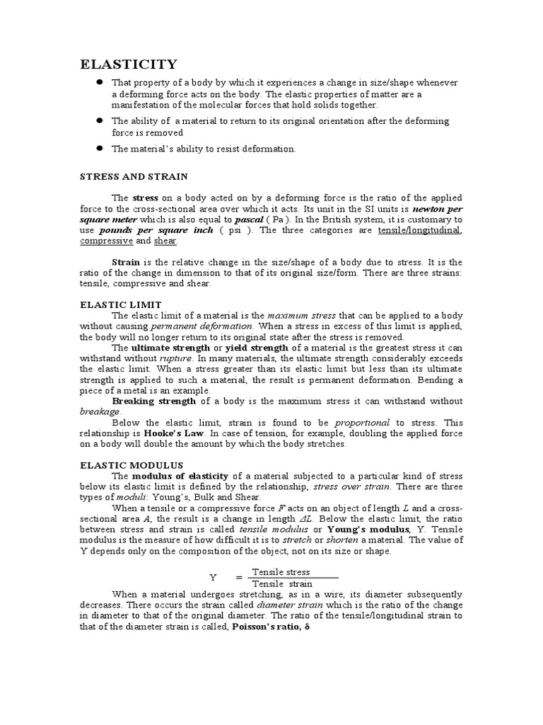 Elasticity With Lecture 2020 | PDF | Elasticity (Physics) | Stress ...