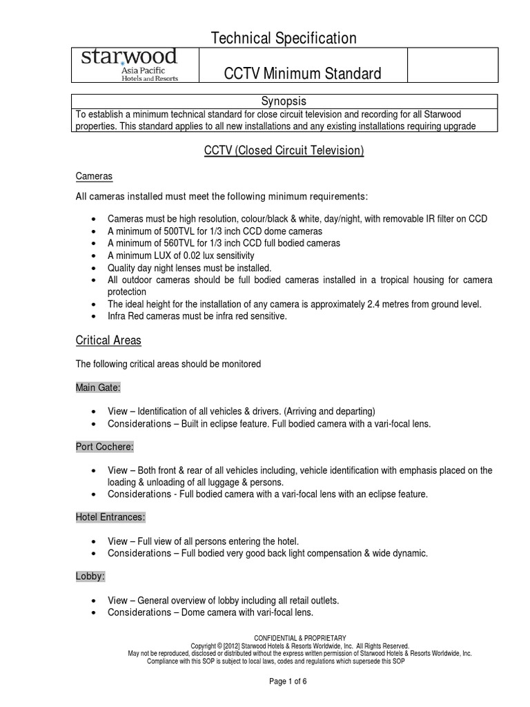 7-CCTV Technical Specification (V5) | PDF | Camera | Elevator