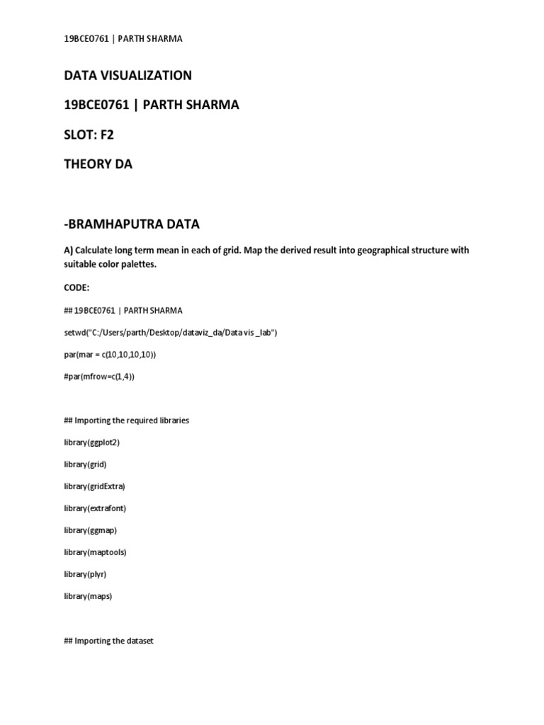 Data Visualization 19bce0761 - Parth Sharma Slot: F2 Theory Da | PDF ...