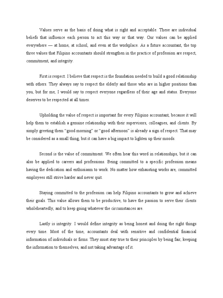 Core Values of An Accountant | Download Free PDF | Integrity | Profession
