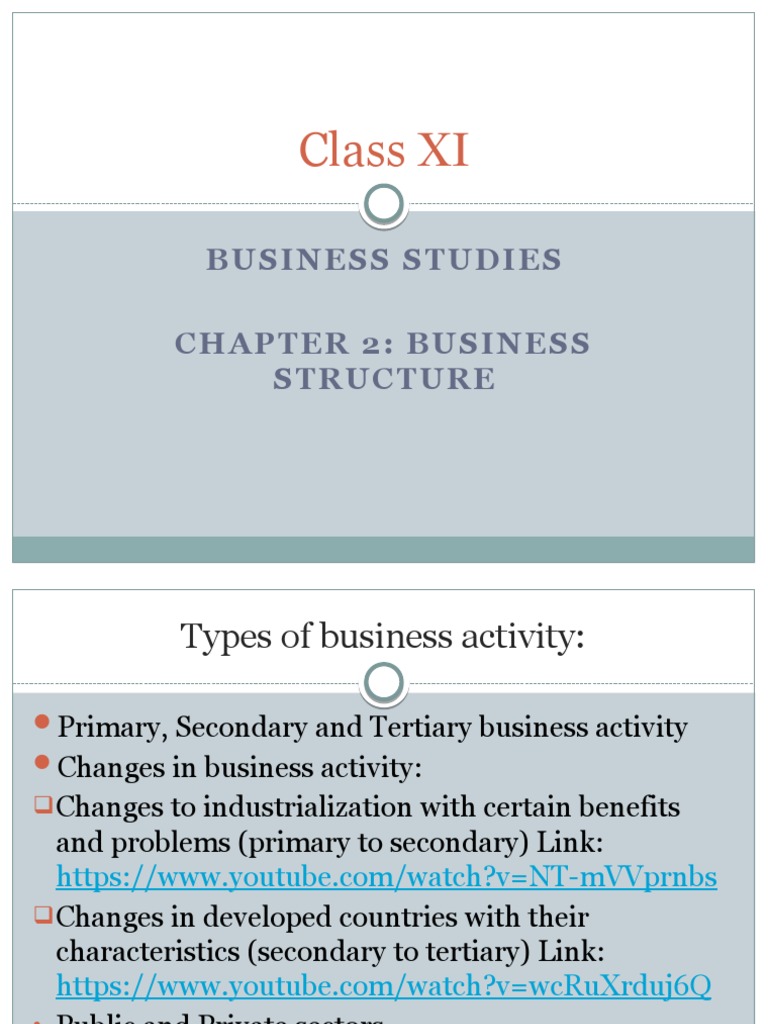 Class XI: Business Studies Chapter 2: Business Structure | PDF | Business | Finance & Money ...