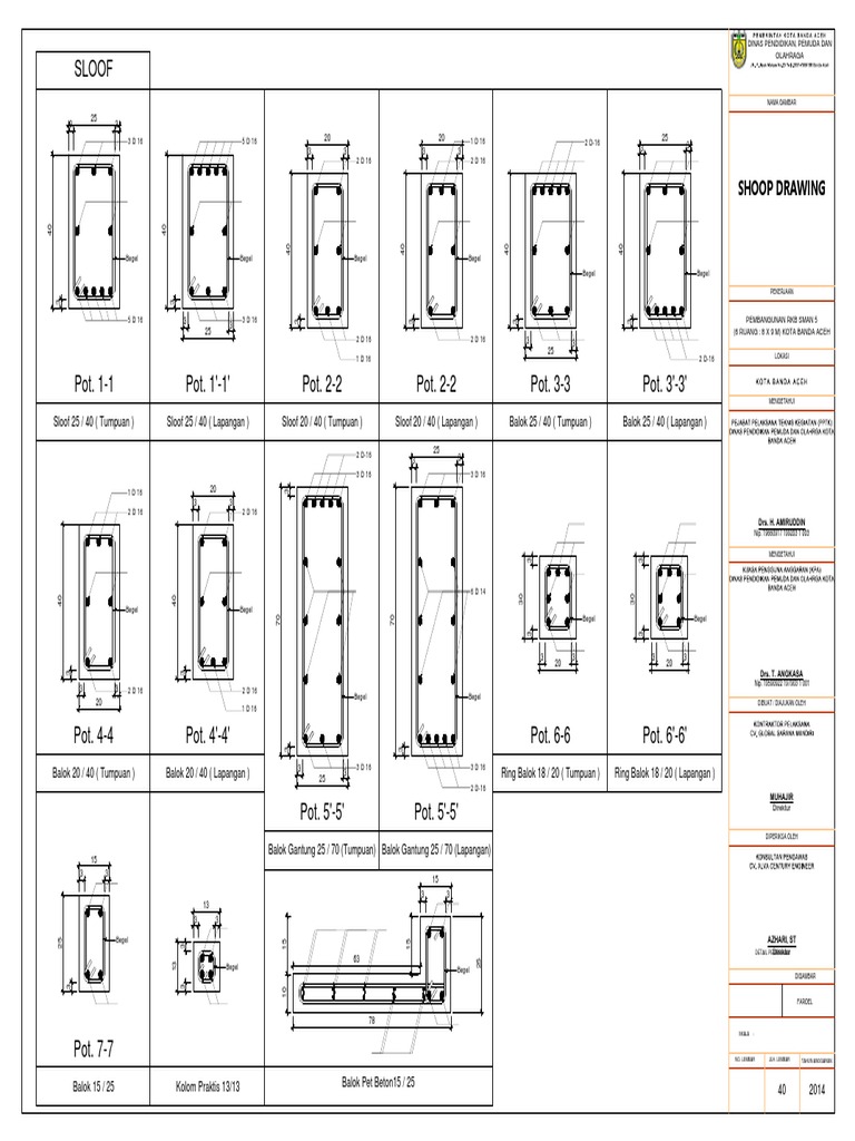 Detail Pembesian Balok Gantung 20/40 | PDF