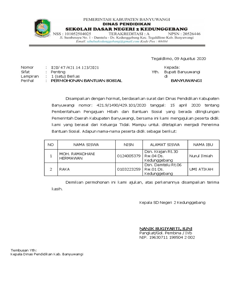 Format Usulan Bansos | PDF