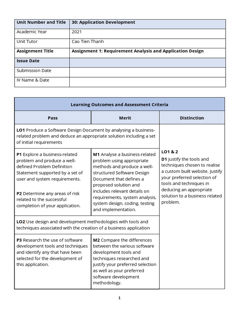 Unit 30 Assignment 1 Brief | PDF | Software Development | Use Case