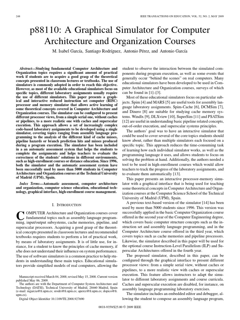 p88110 A Graphical Simulator For Computer Architecture and Organization ... p88110 A Graphical Simulator For Computer Architecture and Organization ...