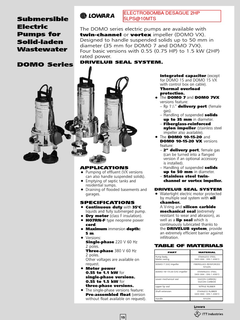 Catalogo Lowara Domo | PDF | Pump | Electric Motor