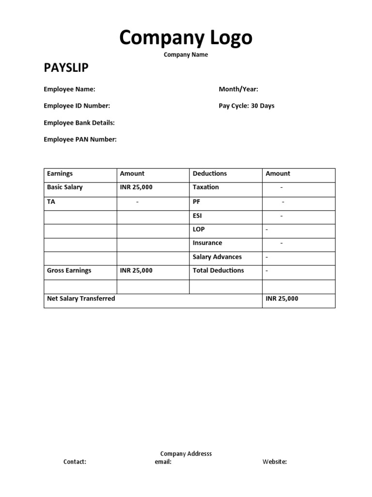 Pay Slip Word | PDF