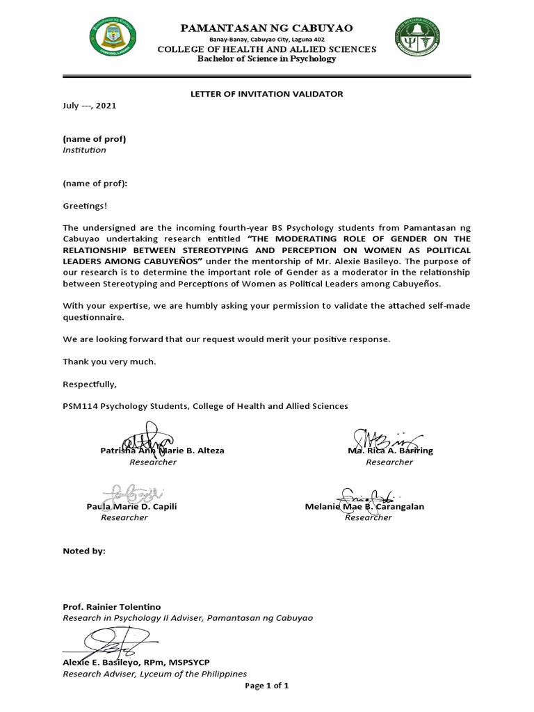 Letter of Invitation For Validators With Logo | PDF