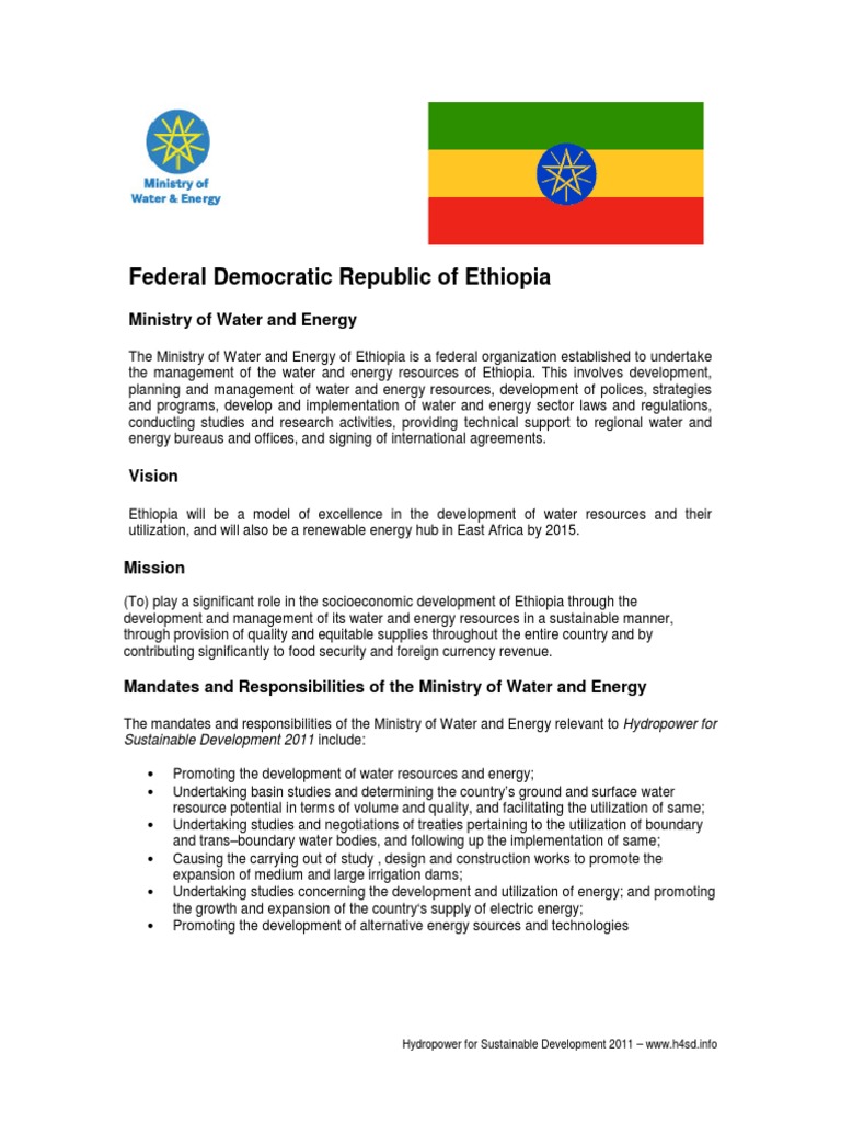 H4SD - PRESS - Ethiopian Ministry of Water and Energy Introduction ...