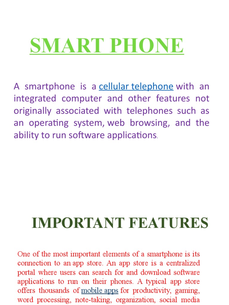 Smart Phone Features | PDF | Smartphone | Mobile App