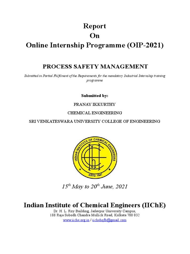 Report Format - OIP-2021 - Format-1 | PDF | Safety