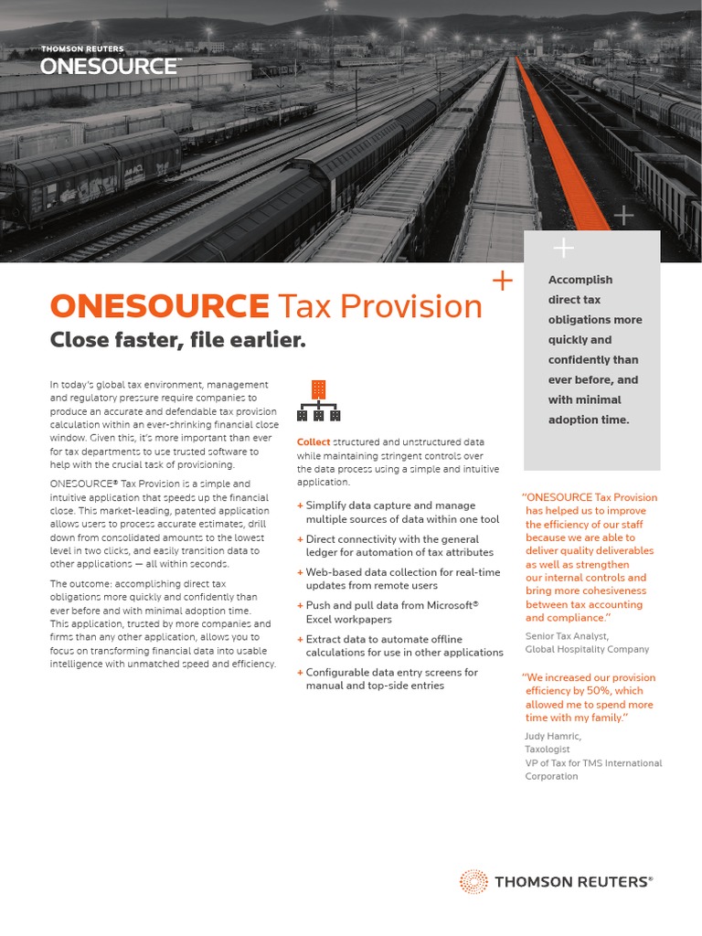 ONESOURCE Tax Provision: Close Faster, File Earlier | Download Free PDF ...
