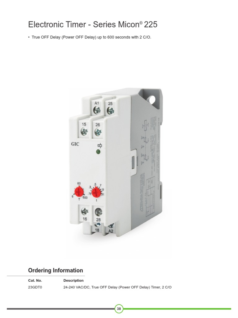 Electronic Timer - Series Micon 225-4 | PDF | Relay | Alternating Current