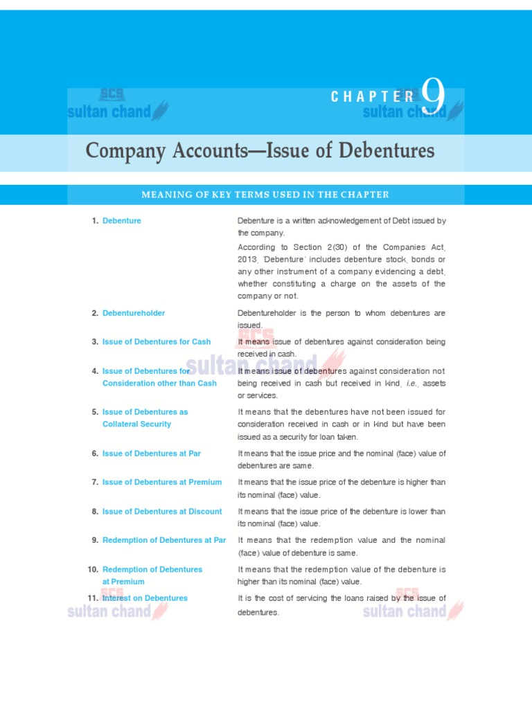 Company Accounts-Issue of Debentures: Meaning of Key Terms Used in The ...