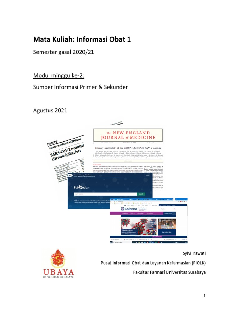 Modul Informasi Obat 1 - Sumber Informasi Primer Sekunder | PDF | Sains ...