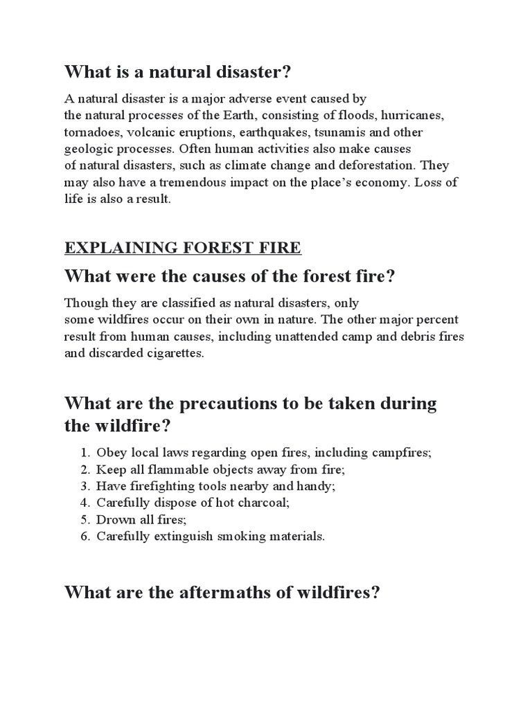 What Is A Natural Disaster?: Explaining Forest Fire | PDF | Wildfire ...