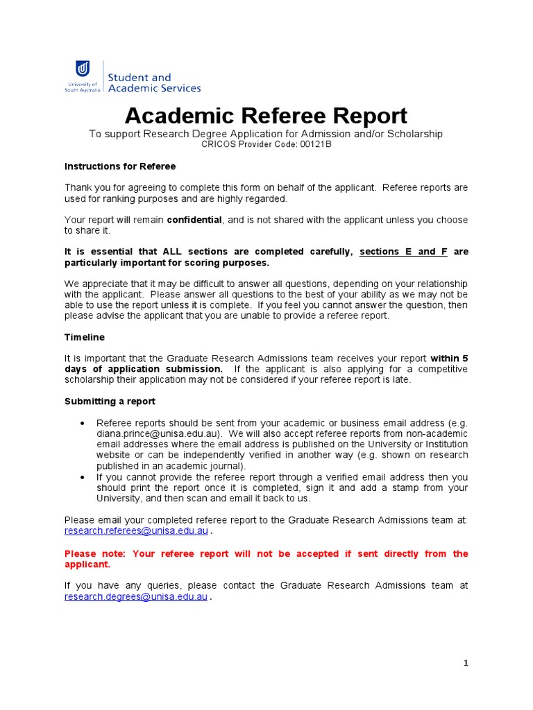 Academic Referee Report: To Support Research Degree Application For ... Academic Referee Report: To Support Research Degree Application For ...