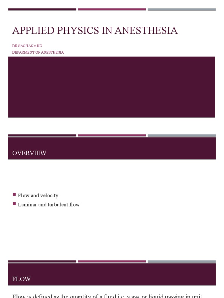 Applied Physics in Anesthesia | PDF | Fluid Dynamics | Turbulence