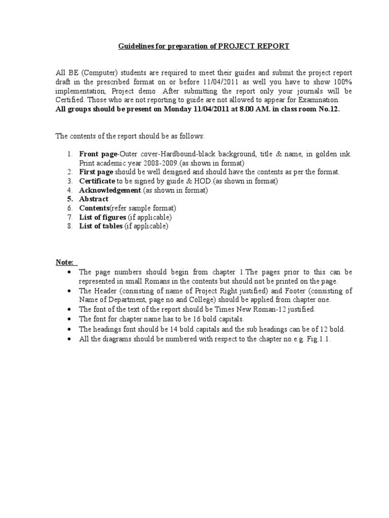 Guidelines For Preparation of PROJECT REPORT | PDF | Software Testing ...