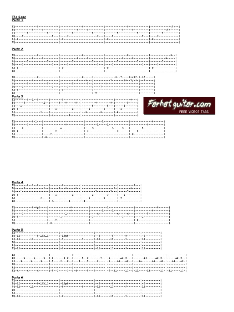 Guitar Tabs for "The Sage" Parts 1-11 | PDF | Computers | Technology ...