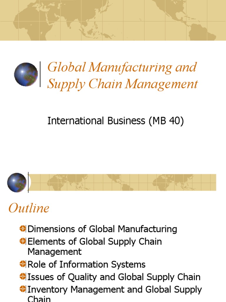 Global Manufacturing and Supply Chain Management: International ...
