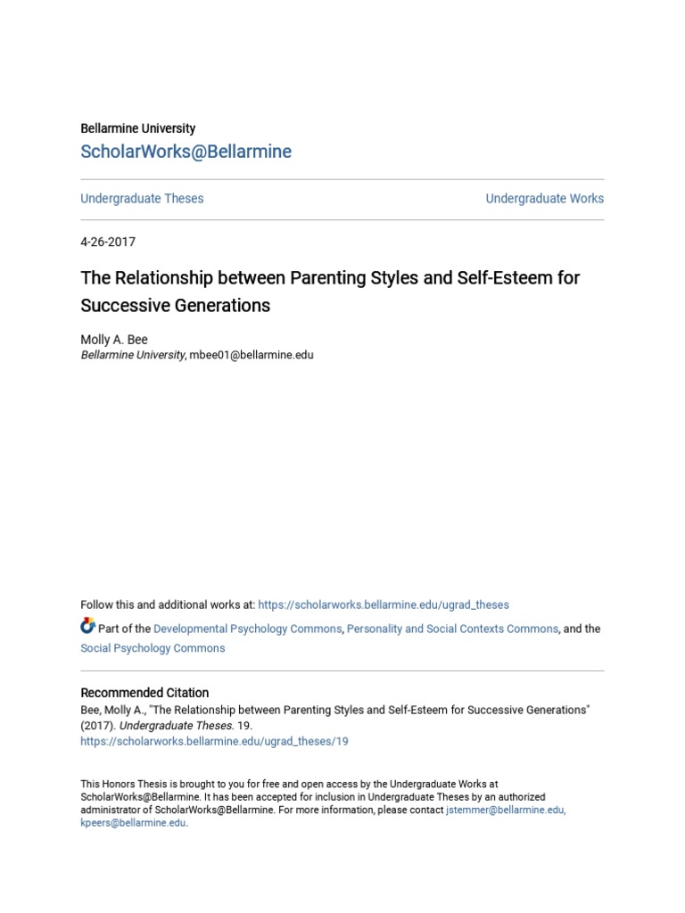 The Relationship Between Parenting Styles and Self-Esteem For Suc | PDF ...