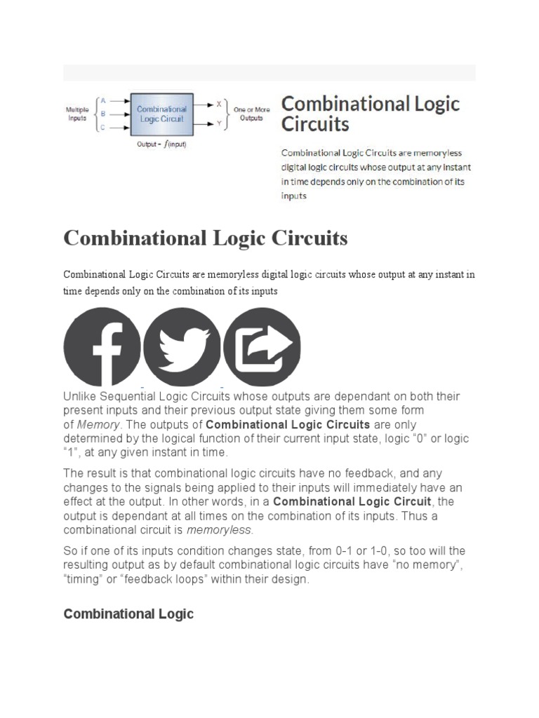 1 Combinational Logic Circuits | PDF | Logic Gate | Electronic Circuits