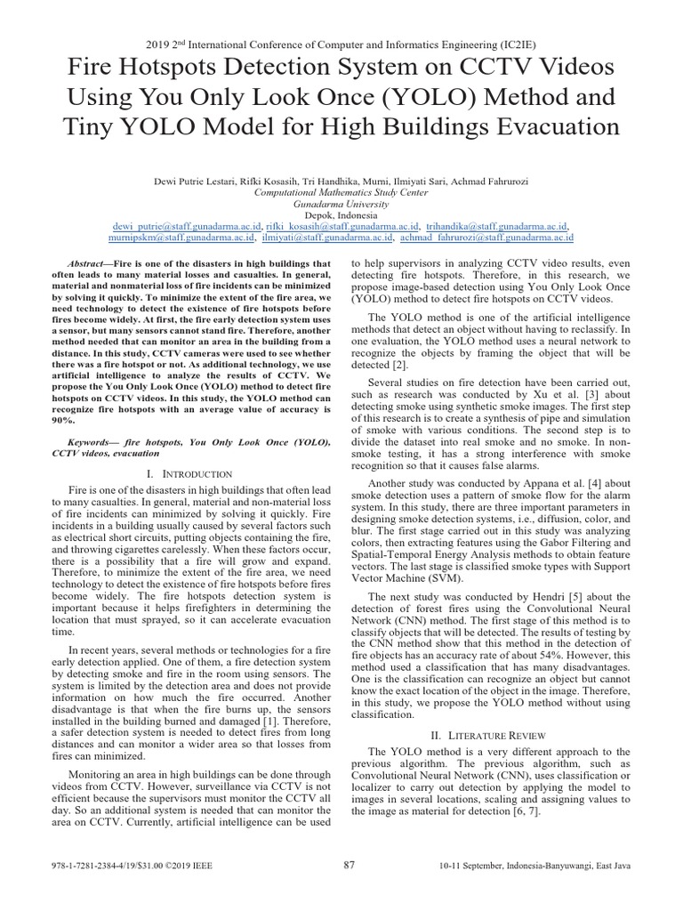 Fire Hotspots Detection System On CCTV Videos Using You Only Look Once ...