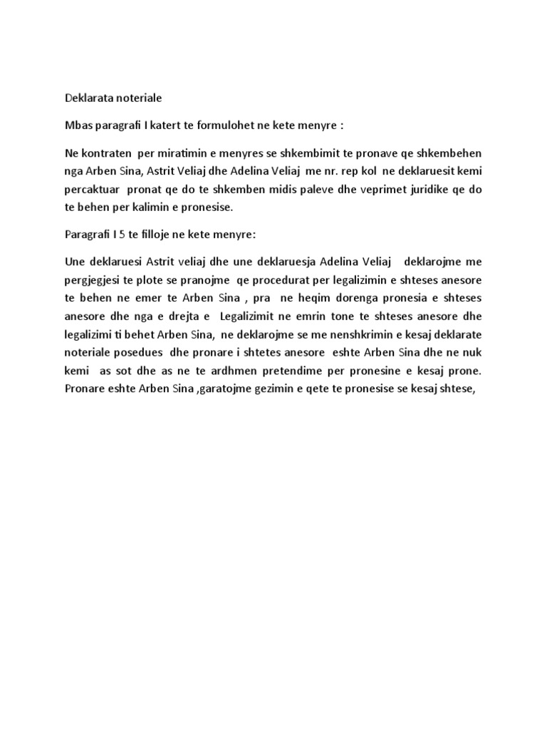 Deklarata Noteriale | PDF