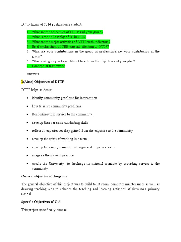 DTTP Exam | PDF | Teachers | Millennium Development Goals