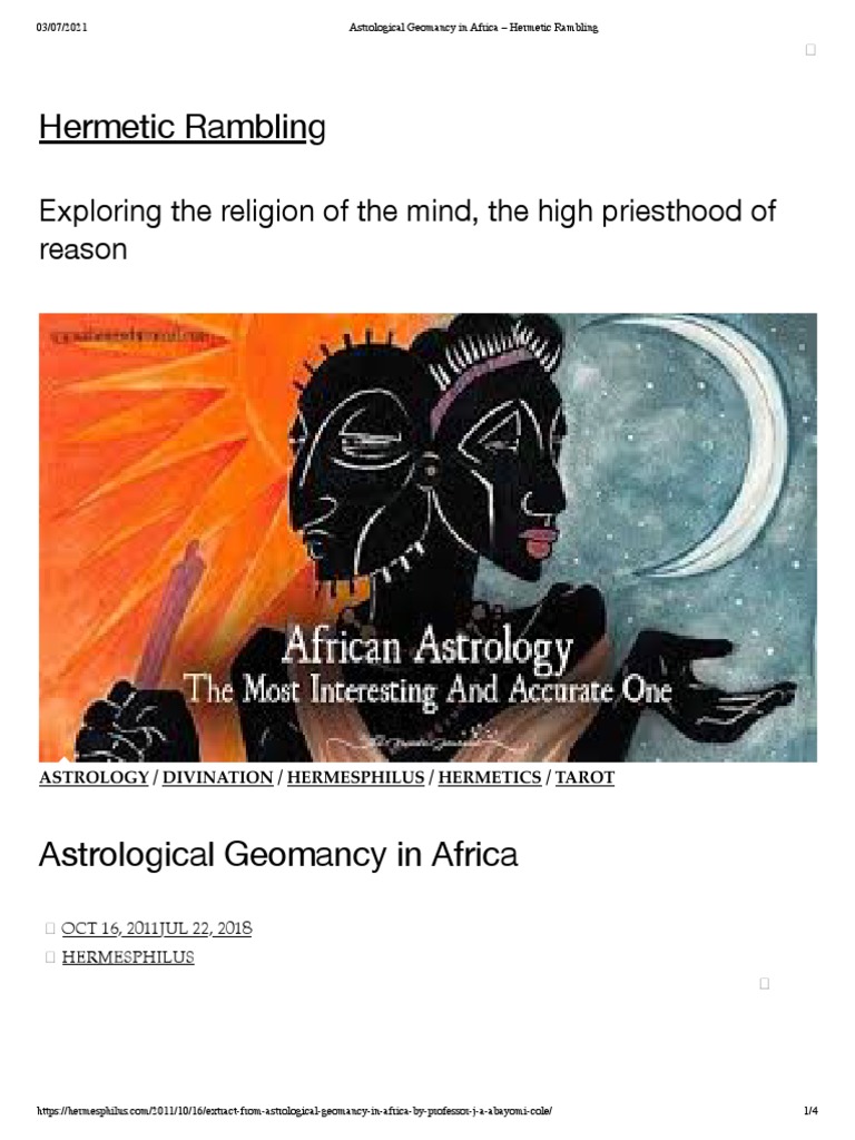 Astrological Geomancy in Africa - Hermetic Rambling IFA | PDF ...
