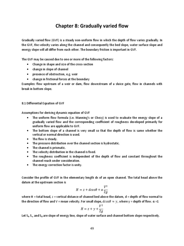 Chapter 8: Gradually Varied Flow | PDF | Fluid Dynamics | Slope
