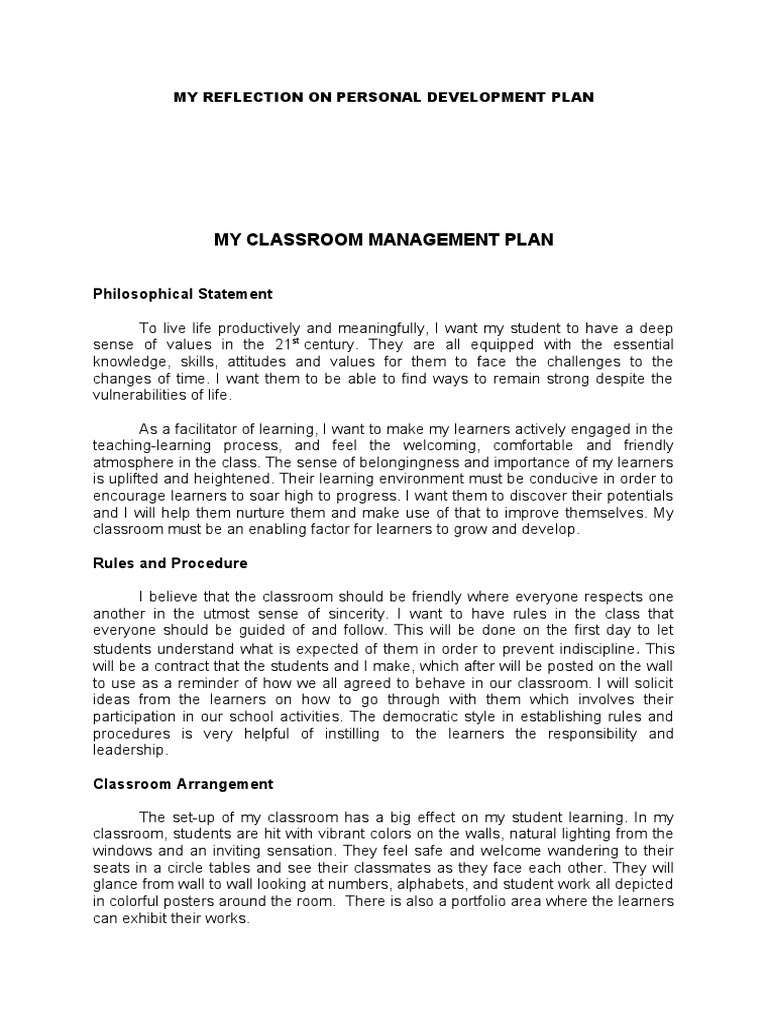 My Reflection On Personal Development Plan | PDF | Classroom | Learning