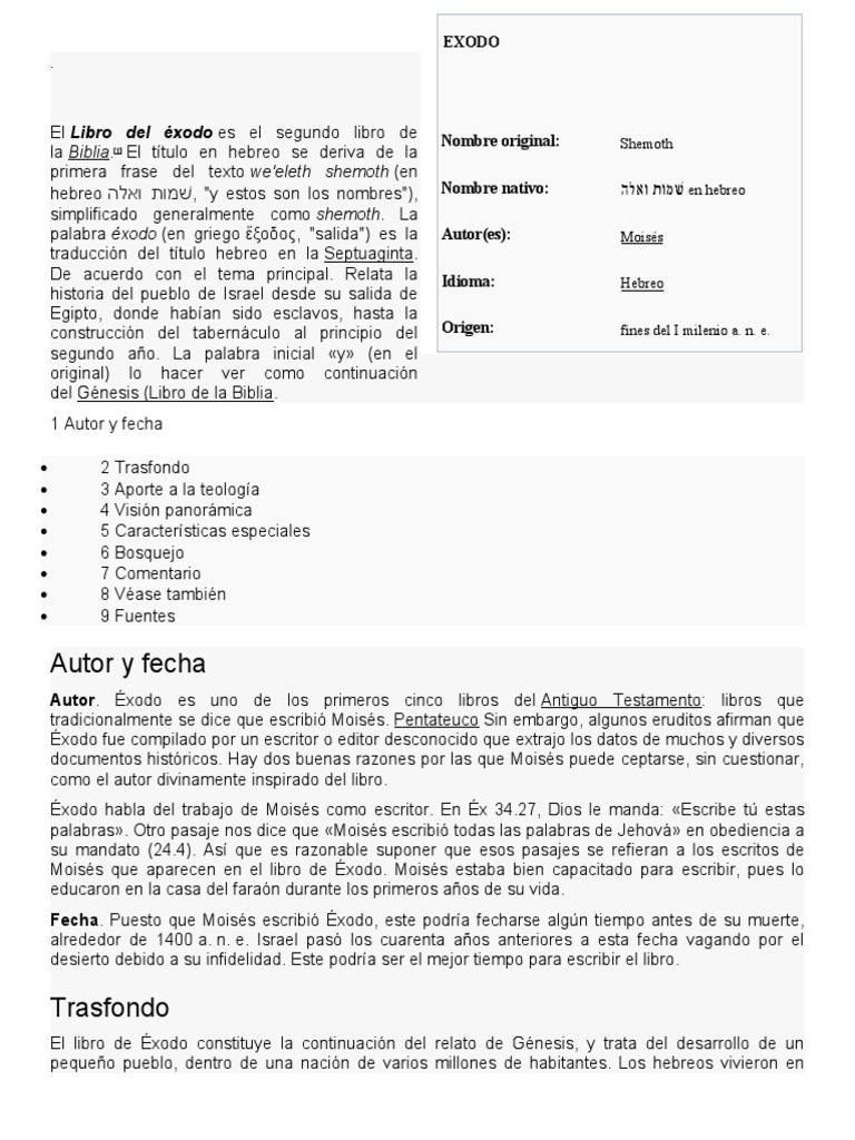 Exodo. Division | PDF | Libro del éxodo | Moisés