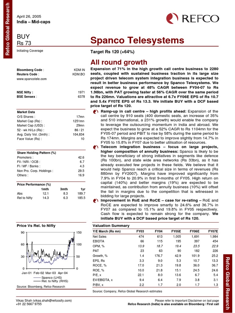 Spanco Telesystems Initiating Cov - April 20 (1) . | PDF | Computer ...