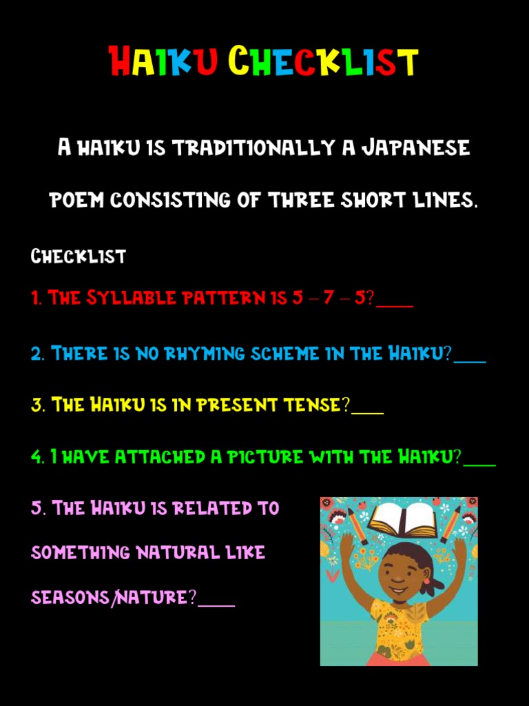 Haiku Writing Checklist Guide | PDF